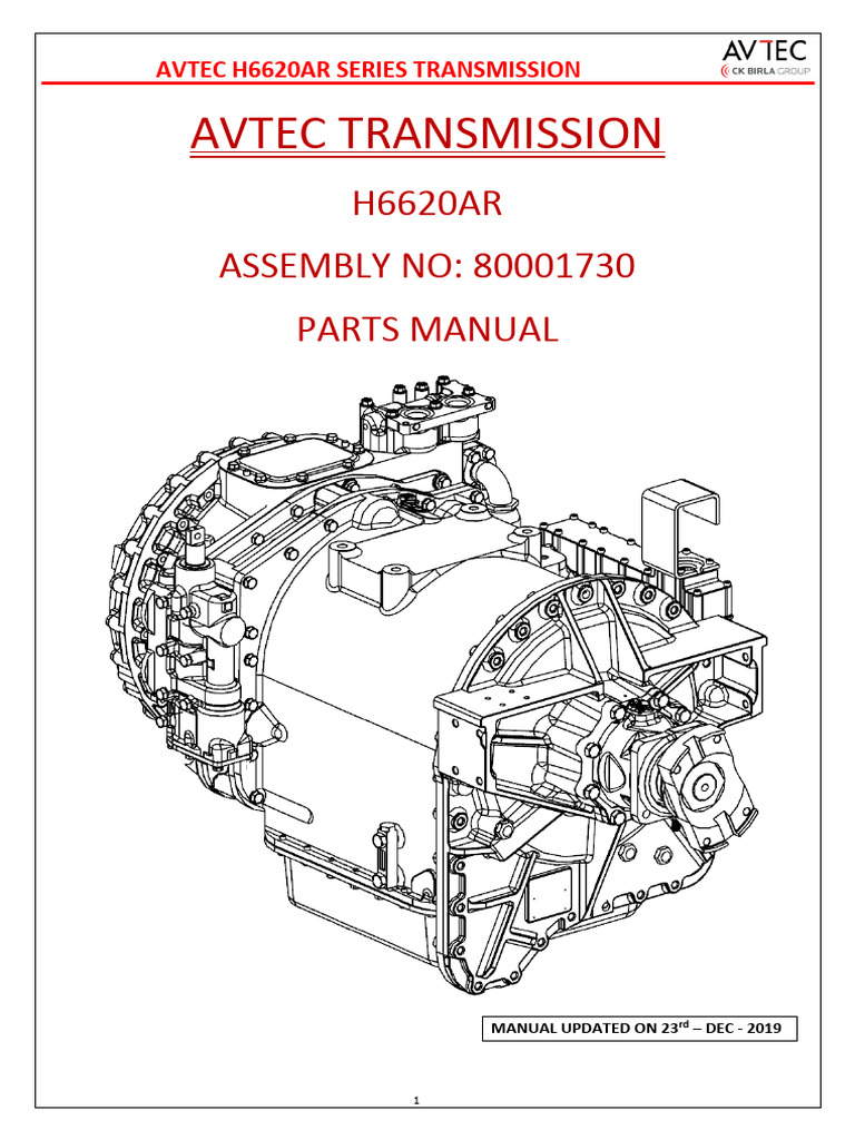 AVTEC H6620AR Transmission Parts Manual | PDF | Washer (Hardware) | Clutch