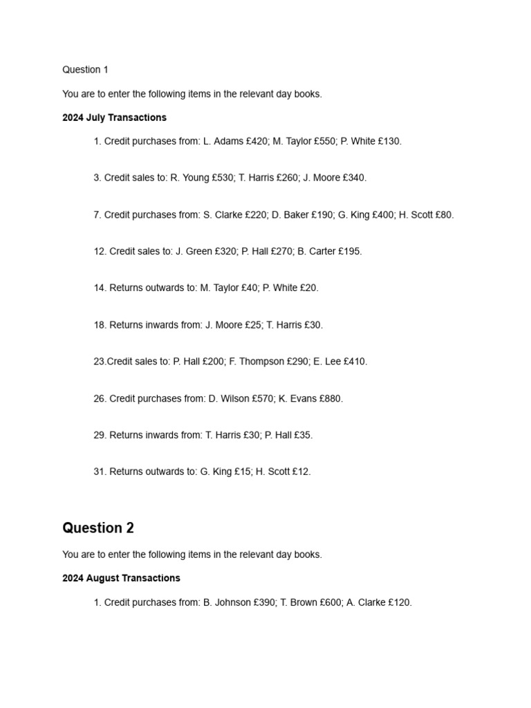 Day Book Entries for July-August 2024 | PDF