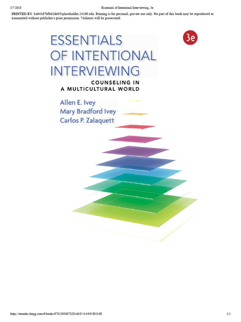 Essentials of Intentional Interviewing Counseling in A Multicultural World | PDF | Printing ...
