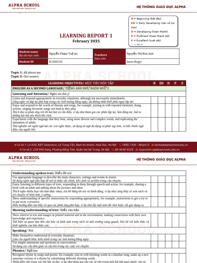 Template - TTH - Báo Cáo Học Tập 1 | PDF