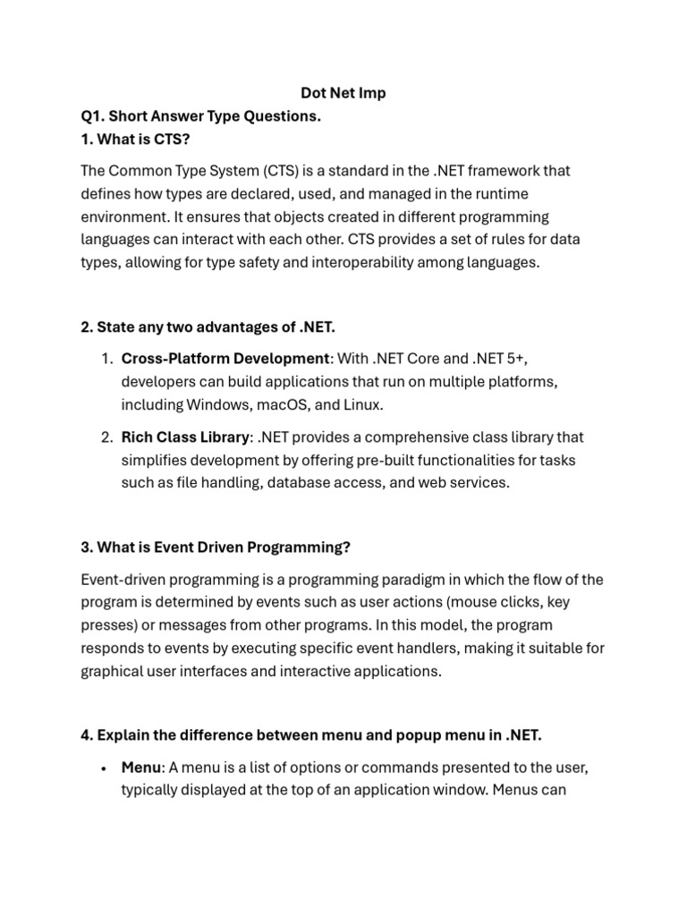 Dot Net Imp | PDF | C Sharp (Programming Language) | Data Type