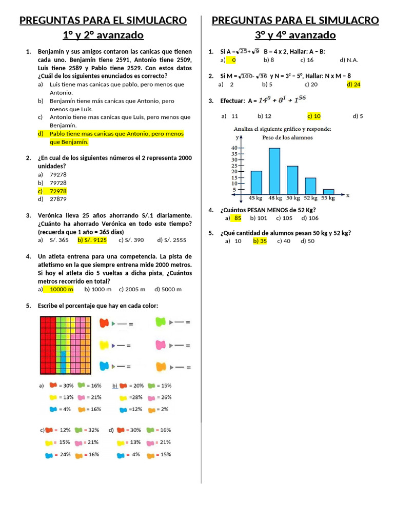 PREGUNTAS PARA EL SIMULACRO 1 | PDF