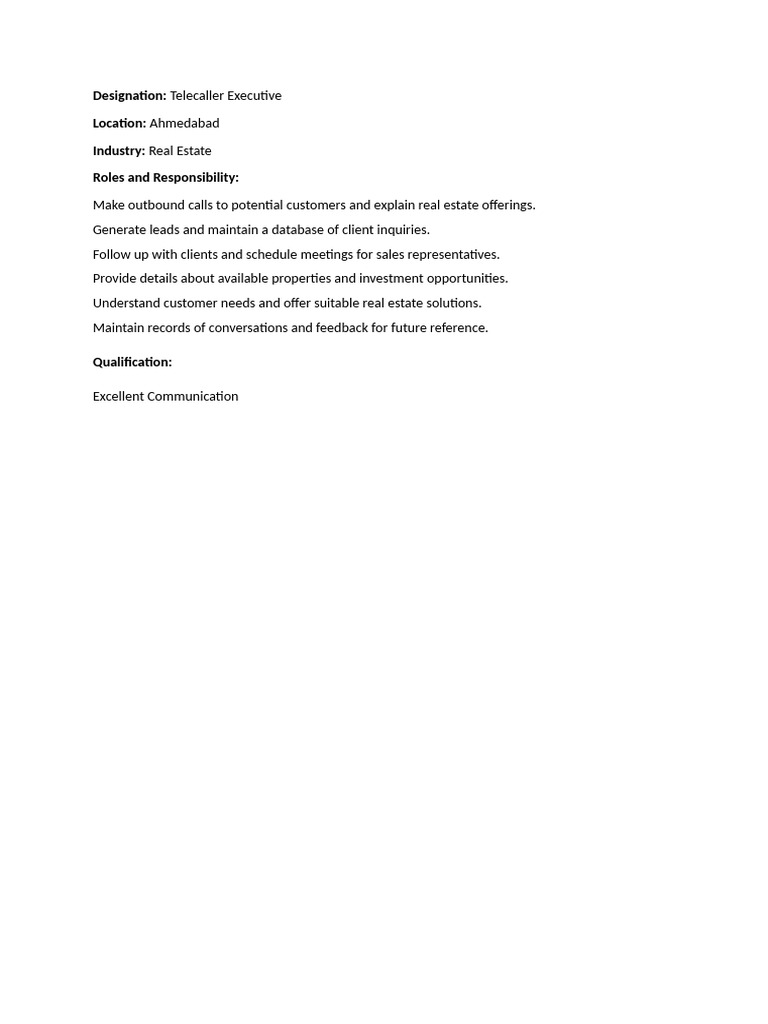 Tele Caller | PDF