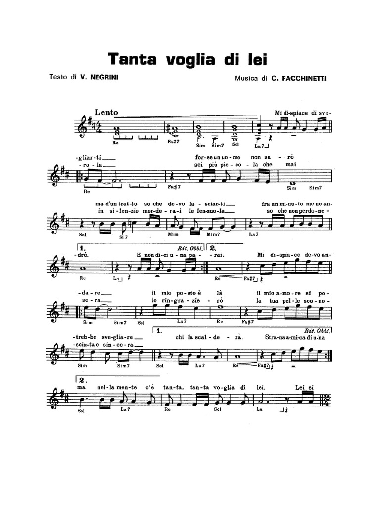 Tanta Voglia Di Lei | PDF