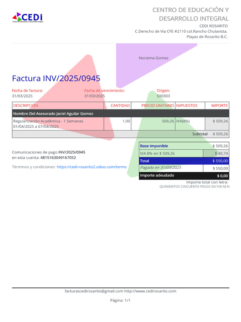 INV INV20250945 MX Invoice 4.0 | PDF