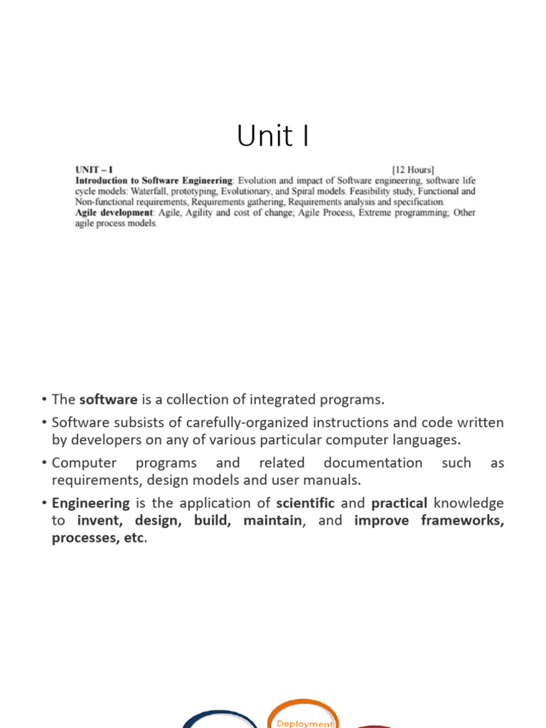 Unit I Software Engineering | PDF | Agile Software Development | Scrum (Software Development)