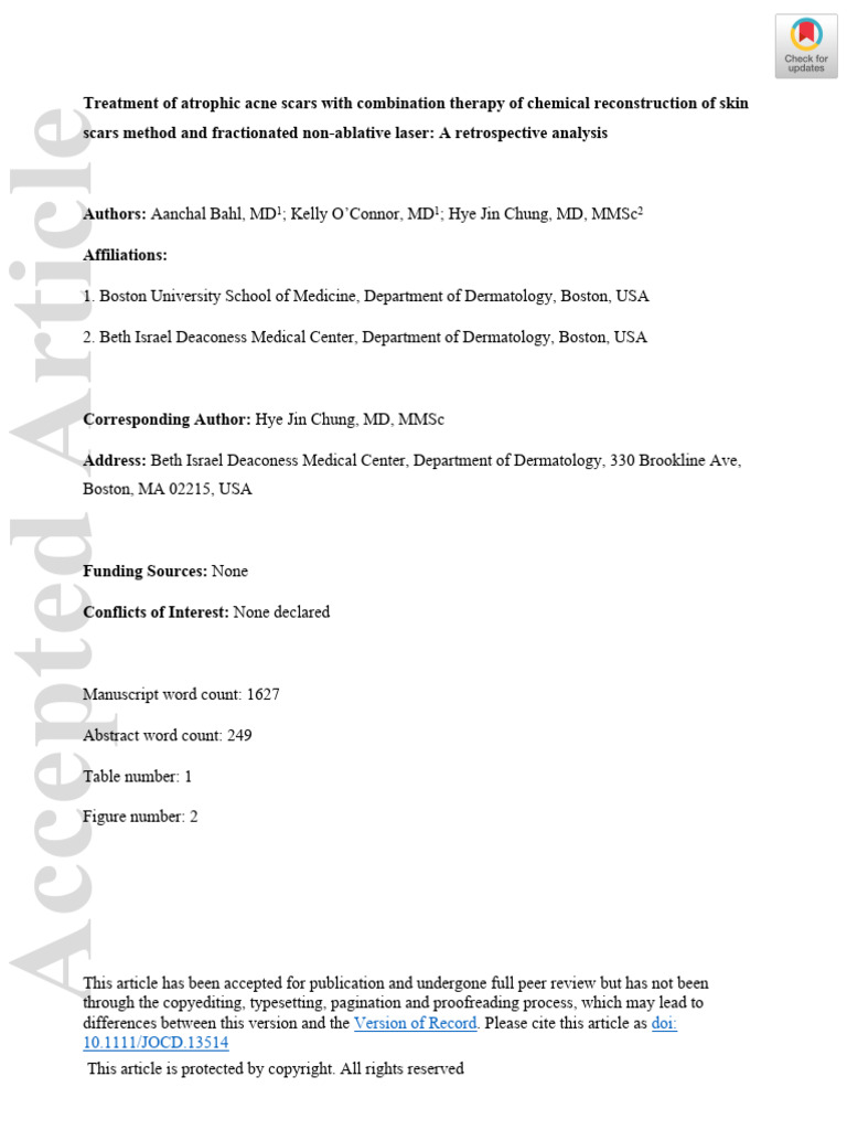 Treatment of Acne Scars With Therapy of Chemical Reconstruction of Skin ...