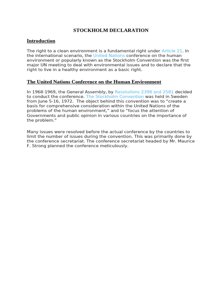 Stockholm Declaration | PDF