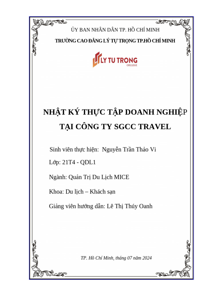 Nhat Ky Thuc Tap Doanh Nghiep | PDF