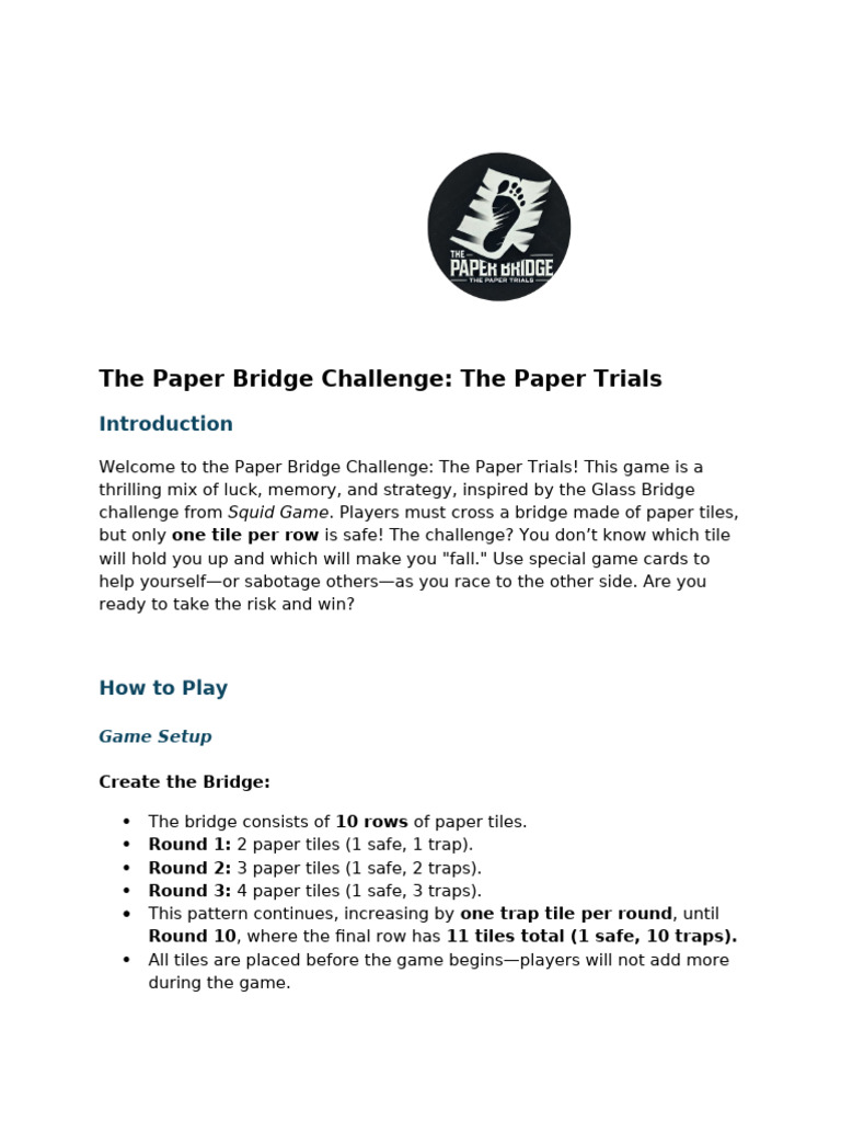 Paper Bridge Challenge Game Guide | PDF