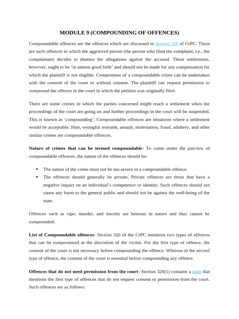 MODULE 9 & 10 CRPC Exam Notes | PDF | Plea Bargain | Plea