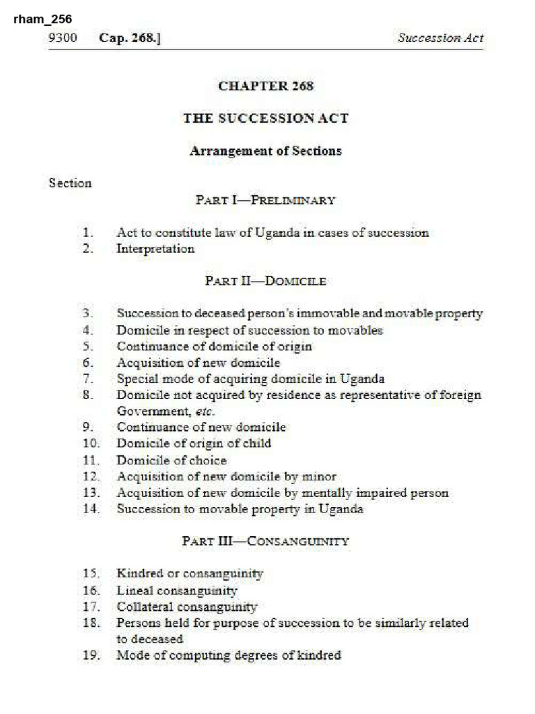 Loi sur la succession Cap 268 | PDF