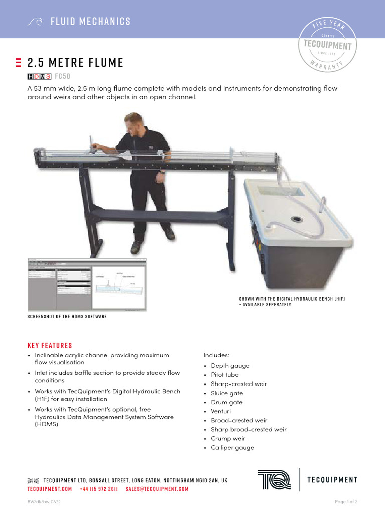 FC50 2.5 Flume Datasheet | PDF | Hydraulic Engineering