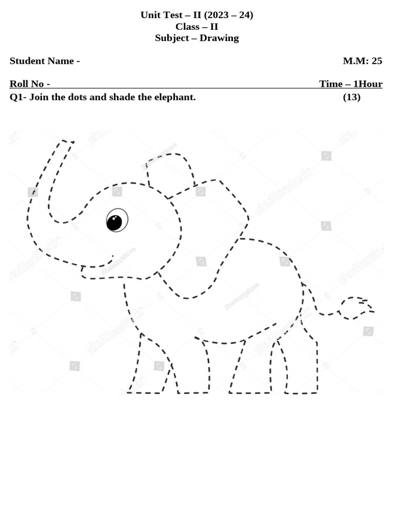 Class 2 Drawing Unit Test 2023-24 | PDF