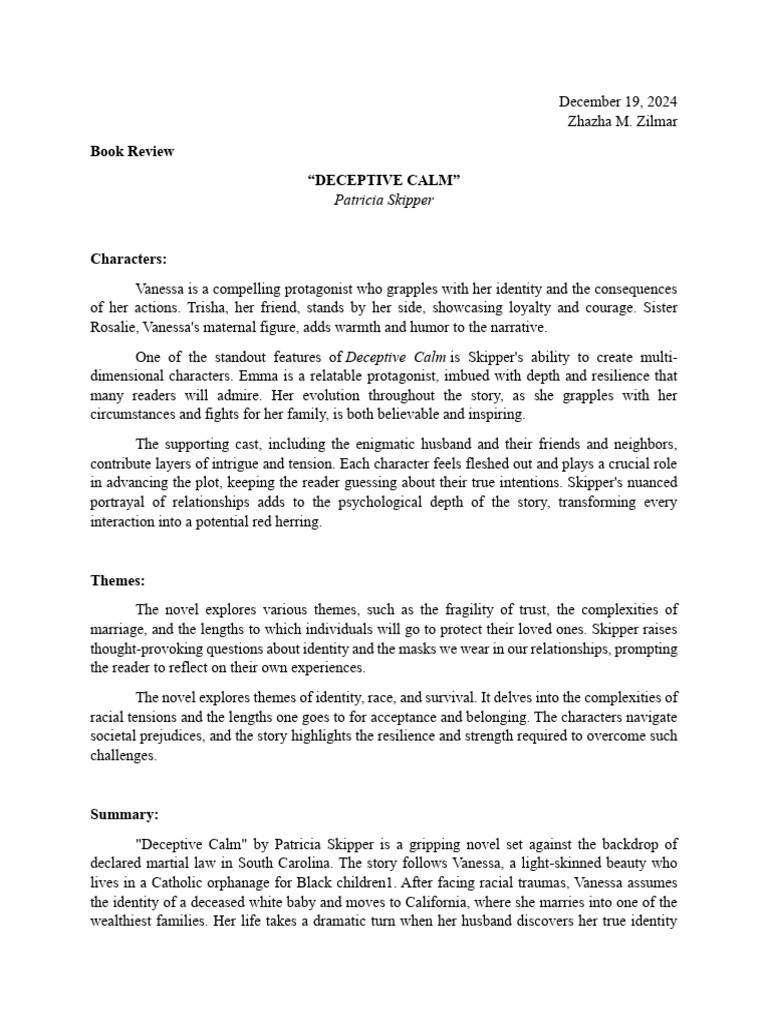 Book Review (Deceptive Calm) | PDF | Thriller (Genre)