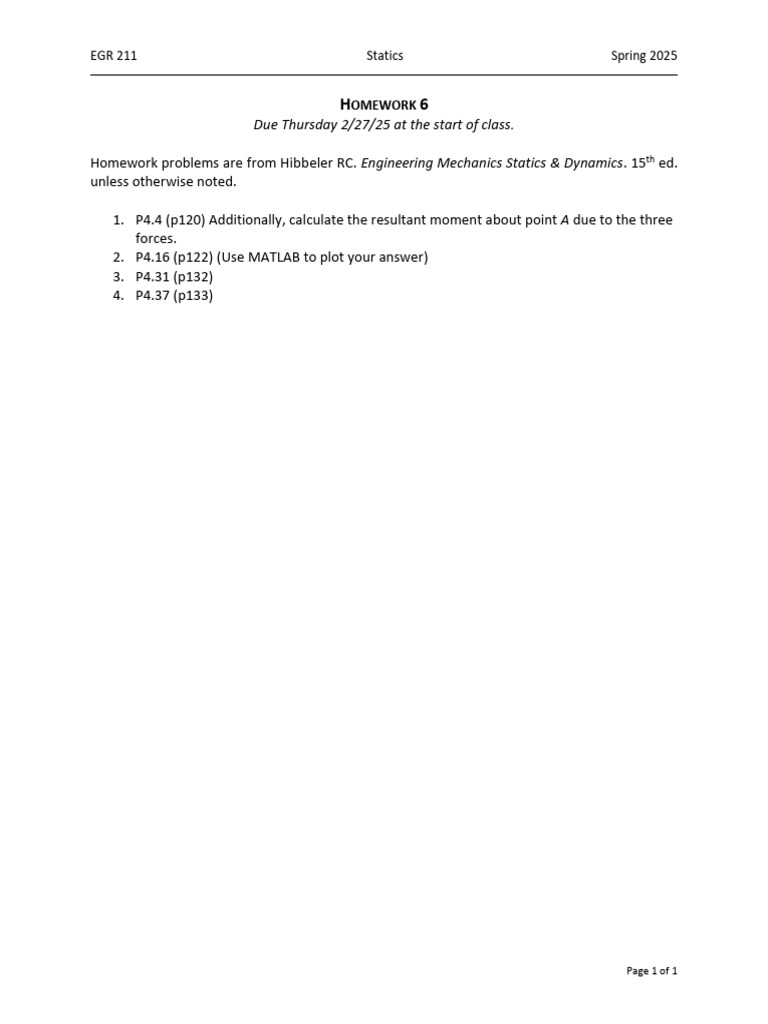 Egr211 HW6 S25 | PDF
