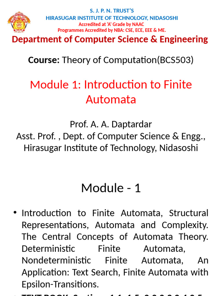 Module-1-Finite Automata | PDF | Automata Theory | Theoretical Computer Science