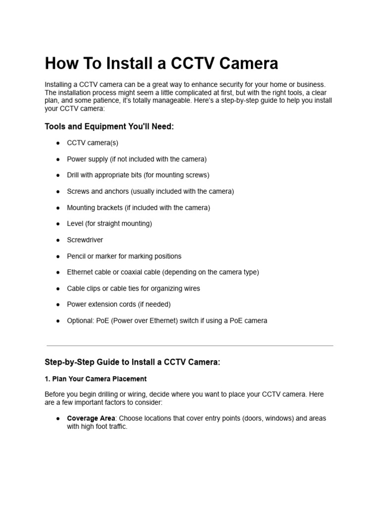 How To Install A CCTV Camera | PDF | Cable Television | Wi Fi