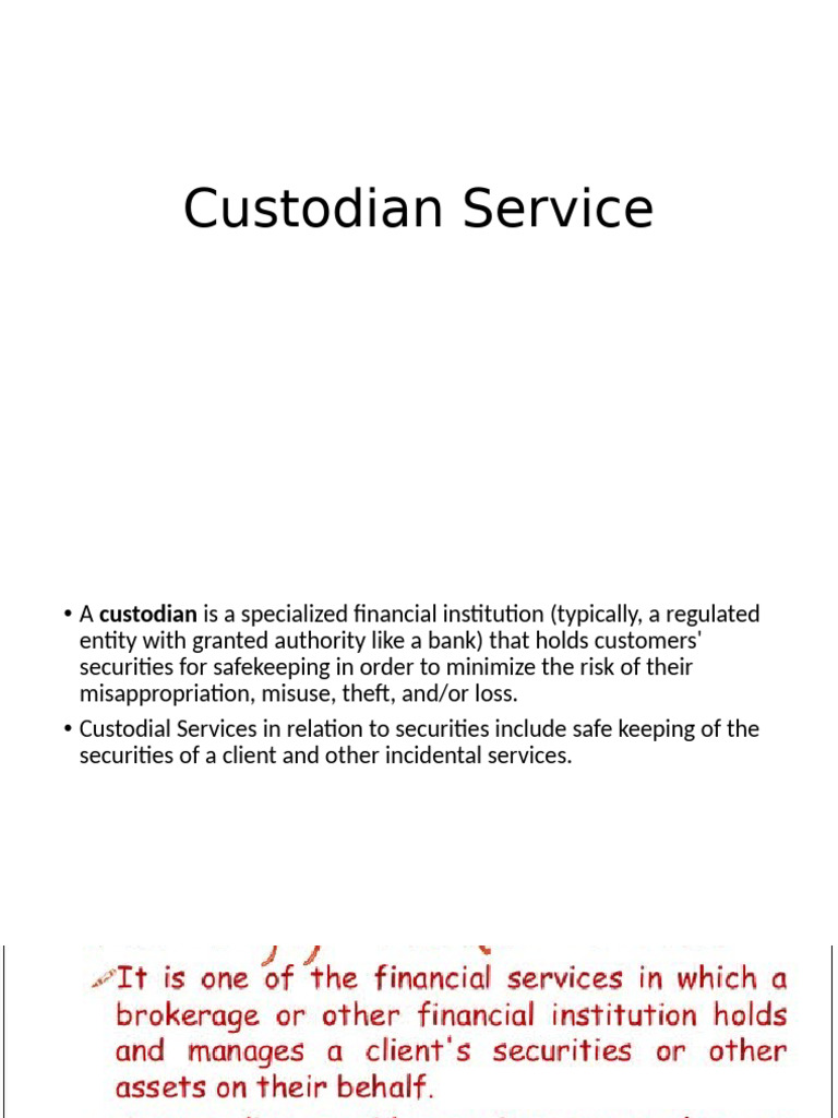 Overview of Custodian Services in India | PDF | Banks | Securities ...
