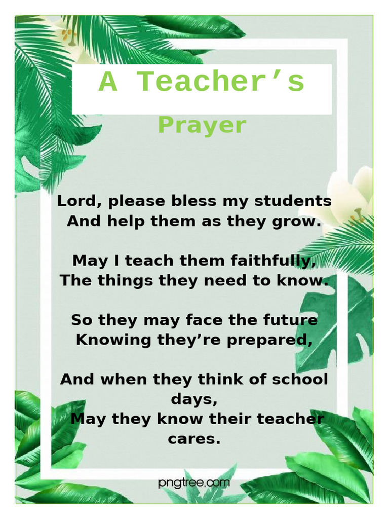 Table Teachers Prayer | PDF