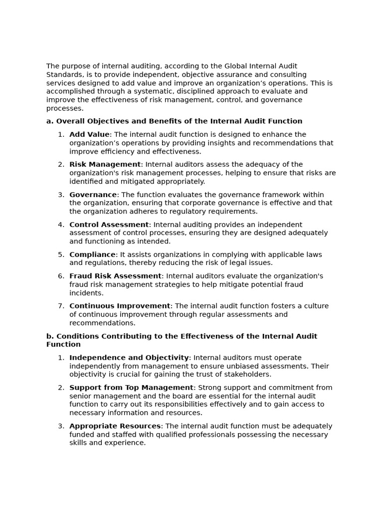 The Purpose of Internal Auditing | PDF | Internal Audit | Audit