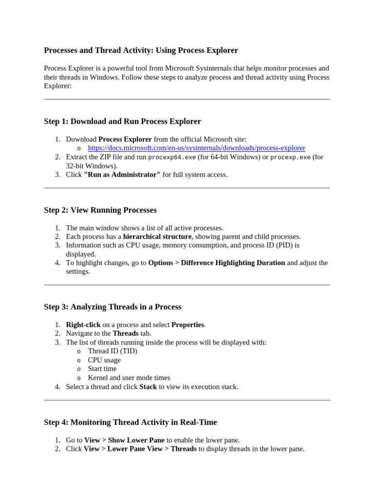 Process and Thread Activity | PDF