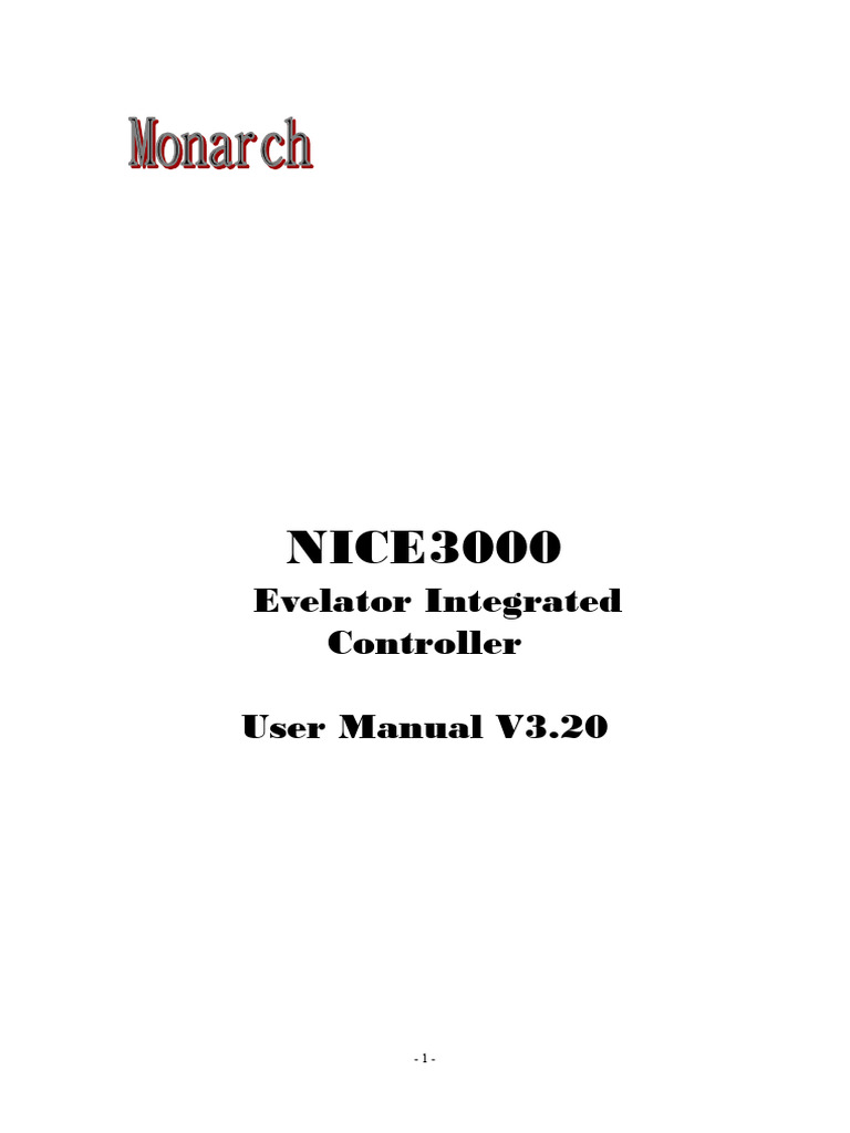 Monarch Nice3000 Autre 2 | PDF | Elevator | Electric Motor