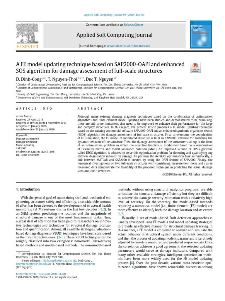 Enhanced FE Model Updating for Damage Assessment | PDF | Mathematical Optimization | Algorithms