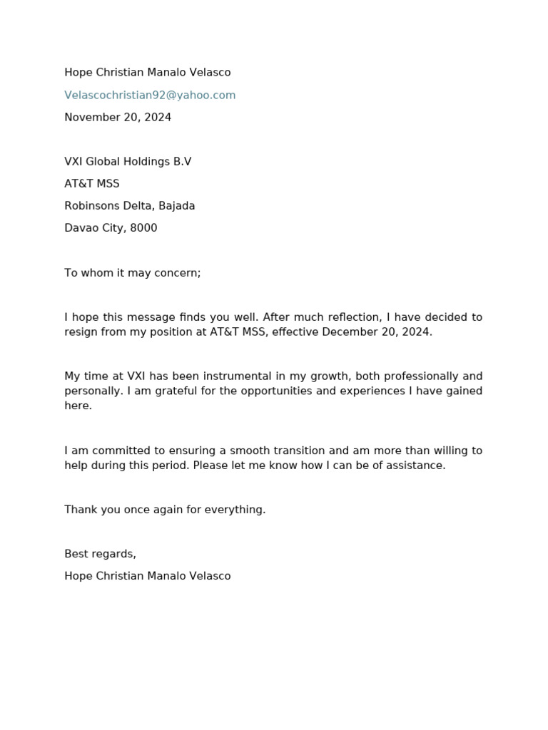 Resignation Letter Updated | PDF