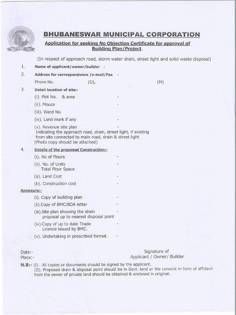 BMC NOC Form | PDF