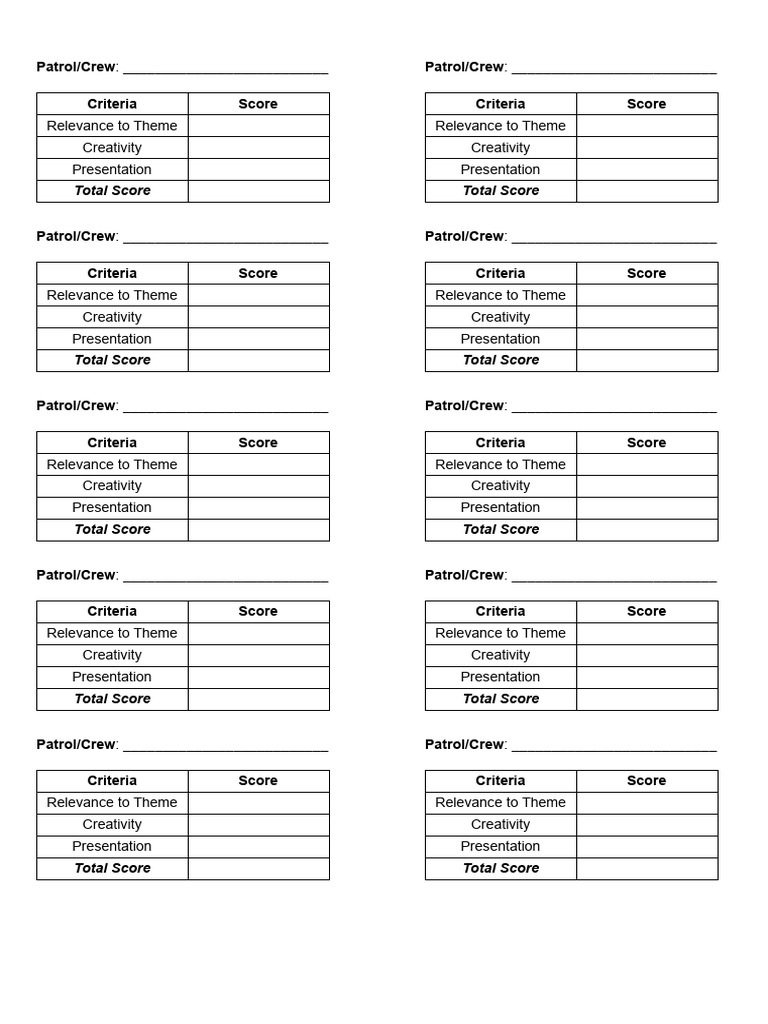 Flag Scoring Sheet | PDF