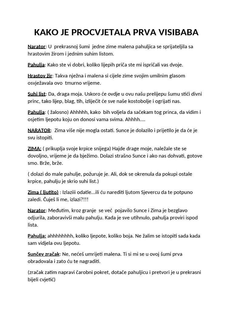 Kako Je Procvjetala Prva Visibaba | PDF