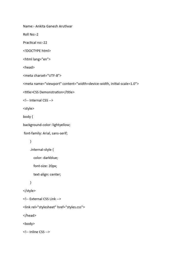 CSS Styling Techniques Demonstration | PDF
