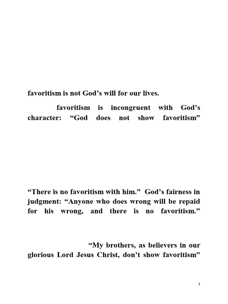 FAVORITISM Is Partiality or Bias | PDF | Jesus | Bible