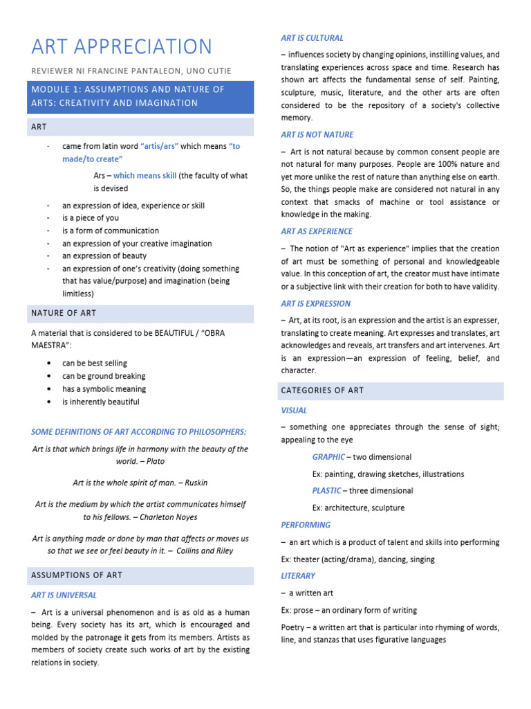 Art Appreciation Reviewer | PDF
