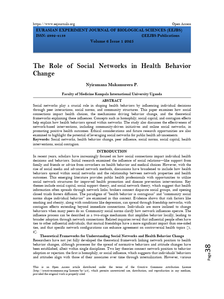 The Role of Social Networks in Health Behavior Change (WWW - Kiu.ac ...