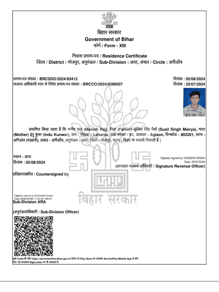 123 Nivas certificate | PDF