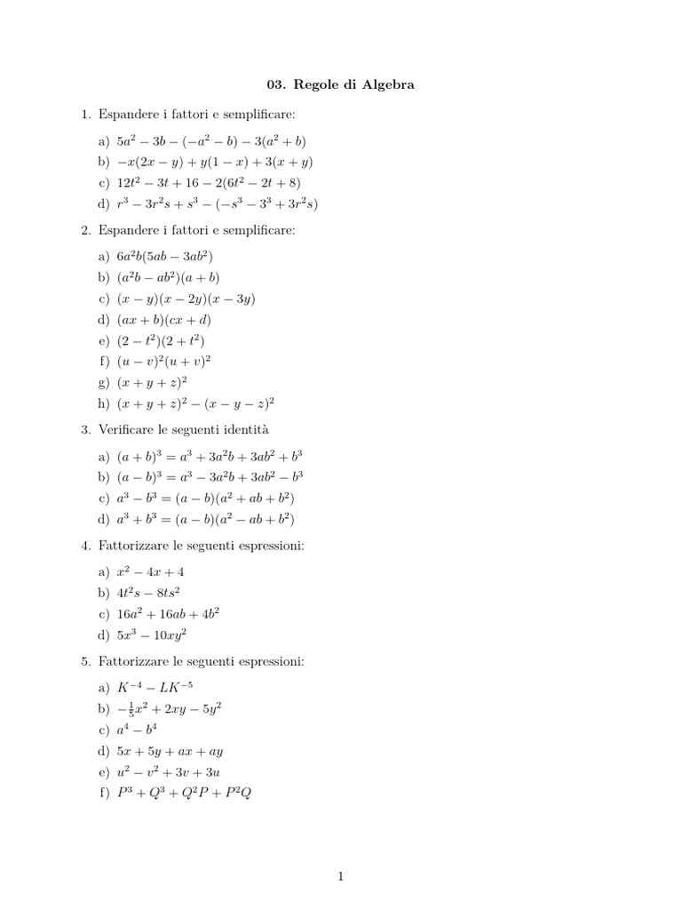03 Regole di Algebra | PDF