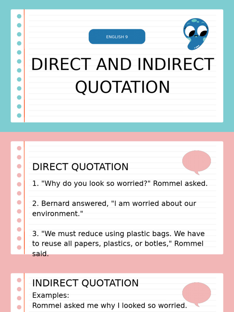 Direct and Indirect Quotation | PDF | Verb | Linguistics