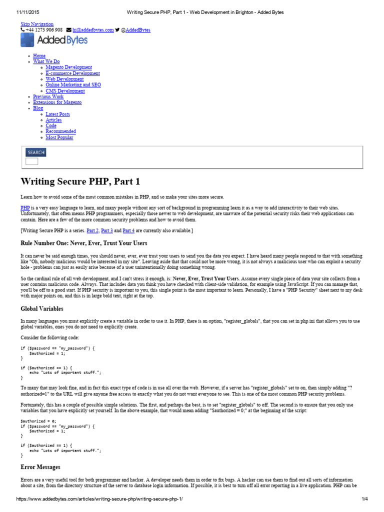 Secure PHP Coding Practices Explained | PDF | Password | Php
