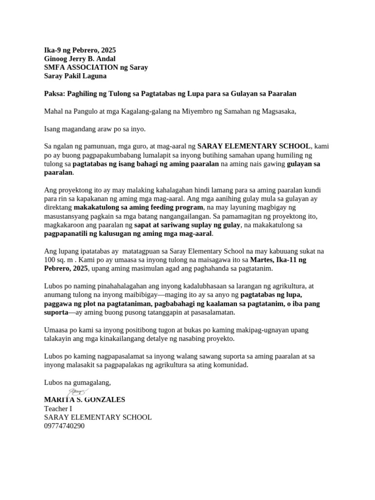 Letter To SMFA Association | PDF