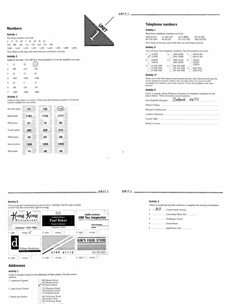 Listening. Numbers, Addresses, Names, Places | PDF