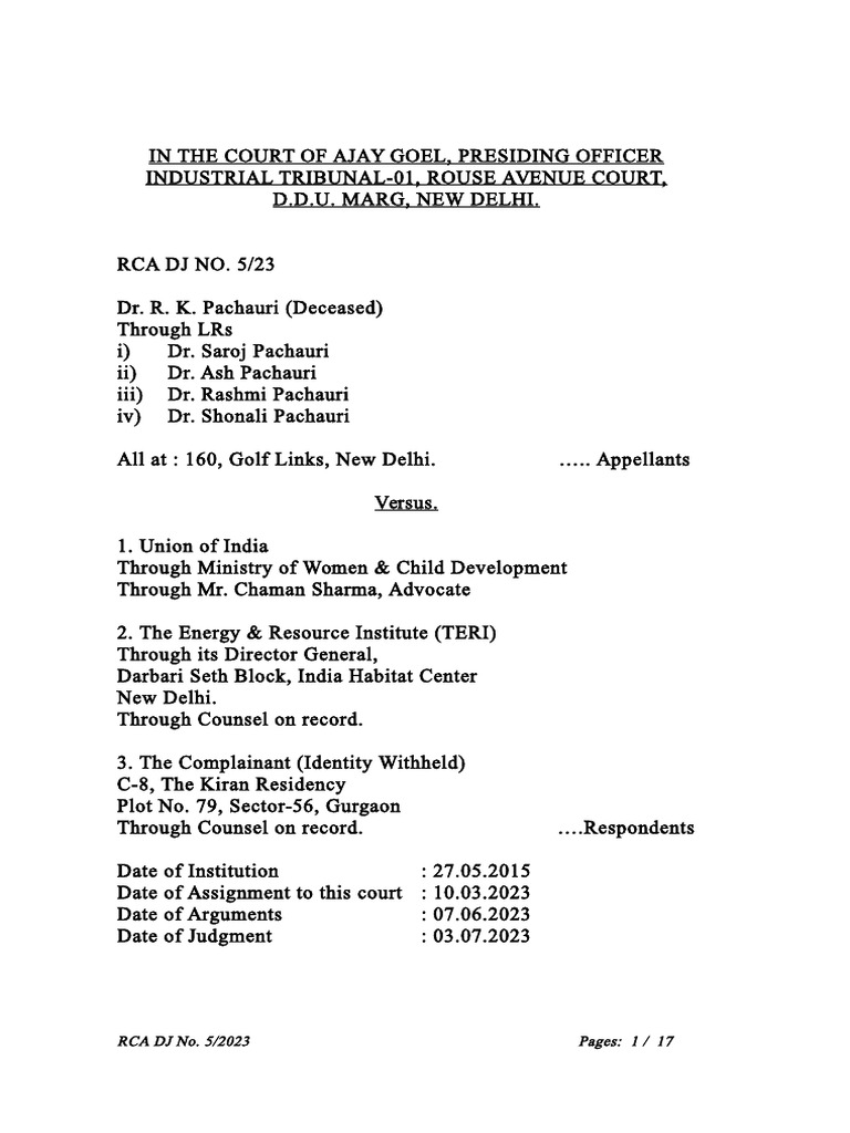 Dr. R.K. Pachauri (Deceased) v. Union of India & Ors | PDF ...