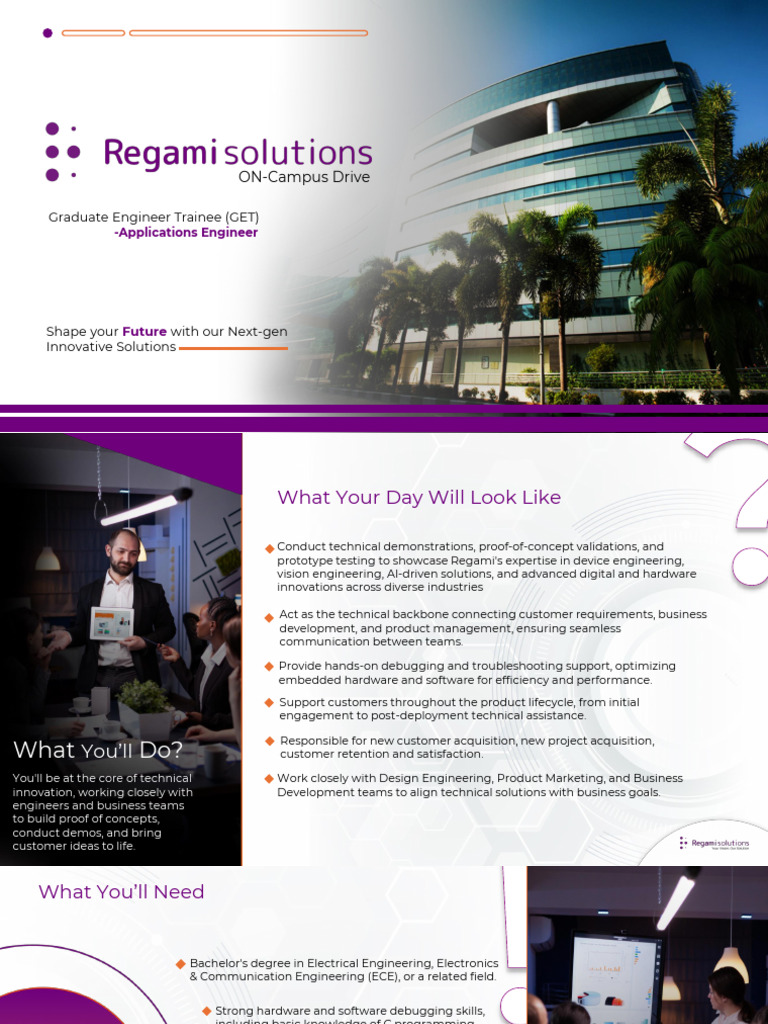 Regami Solutions - GET-Applications Engineer JD V2 | PDF | Engineering ...