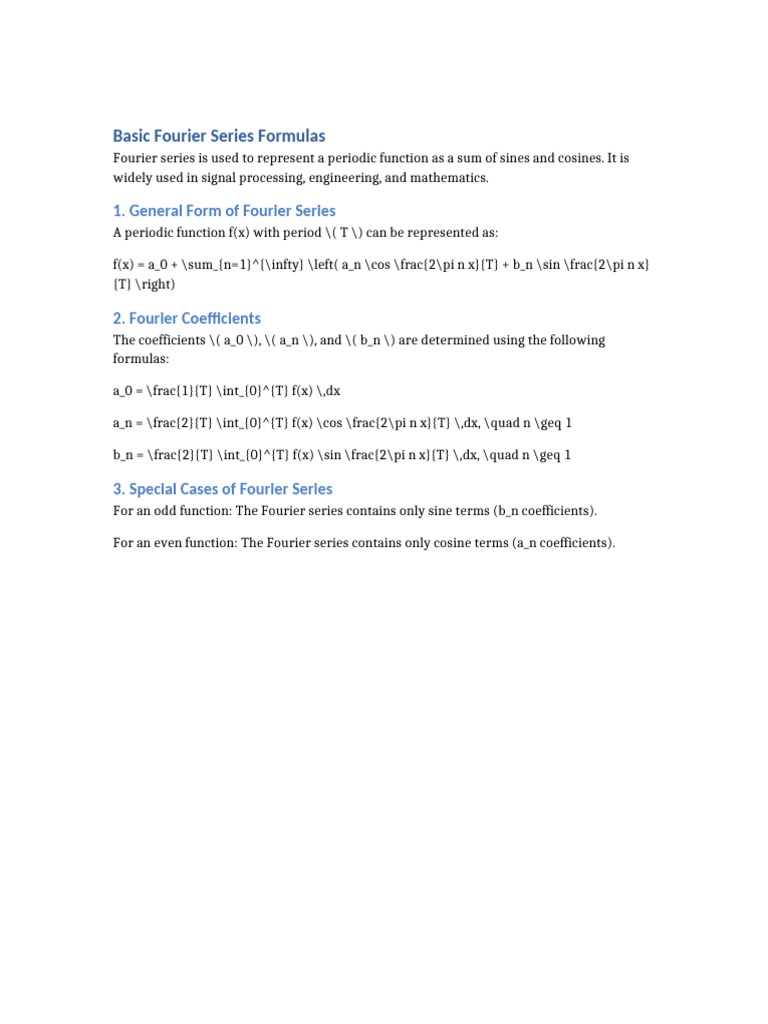 Basic Fourier Series Overview | PDF