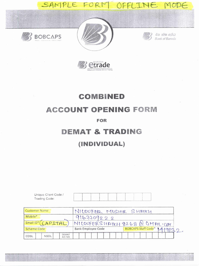 Demat and Trading Sample Form 27 12 2018 | PDF