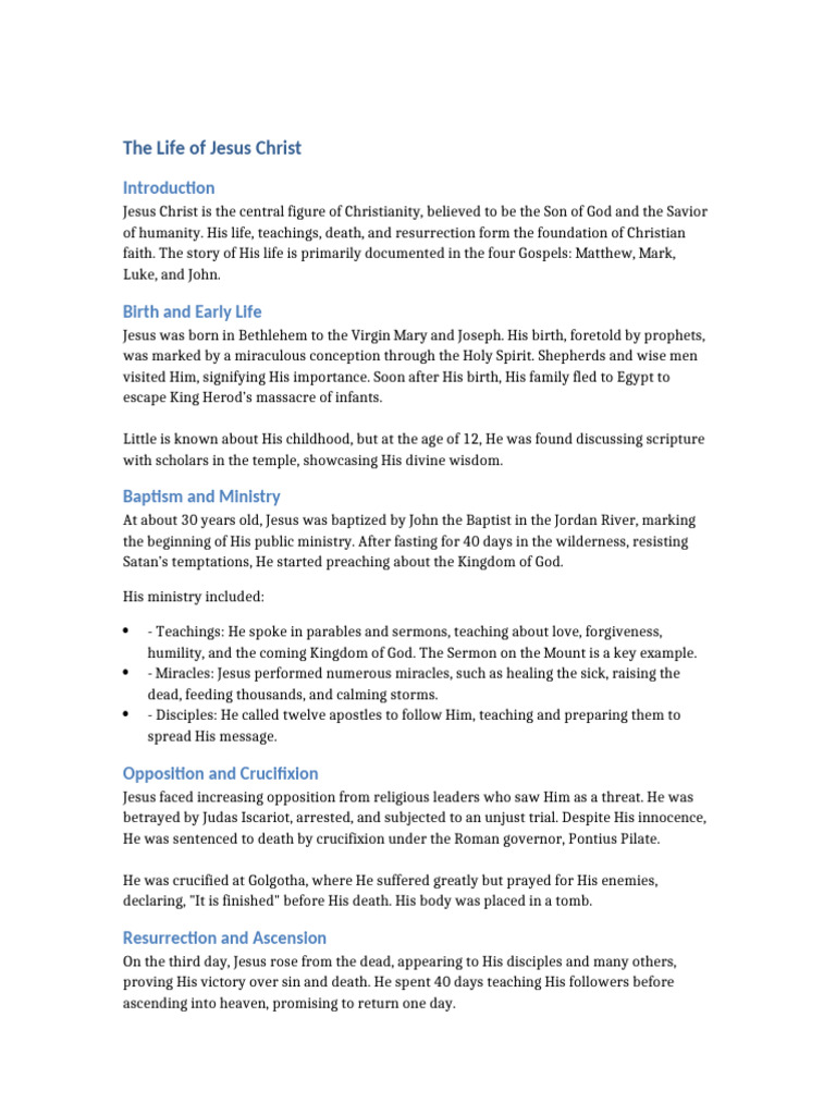 Life of Jesus | PDF