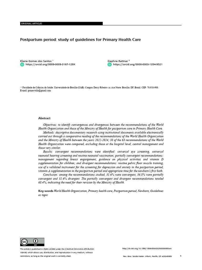 Postpartum Period: Study of Guidelines For Primary Health Care | PDF ...
