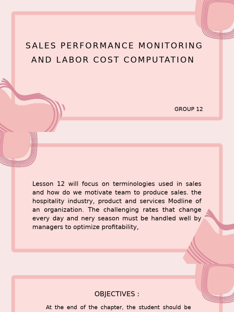 Lesson 12 Sales Performance Monitoring and Labor Cost Computation | PDF ...