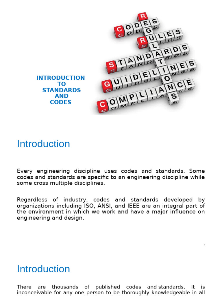 Introduction To Standards and Codes | PDF | Standardization | Safety